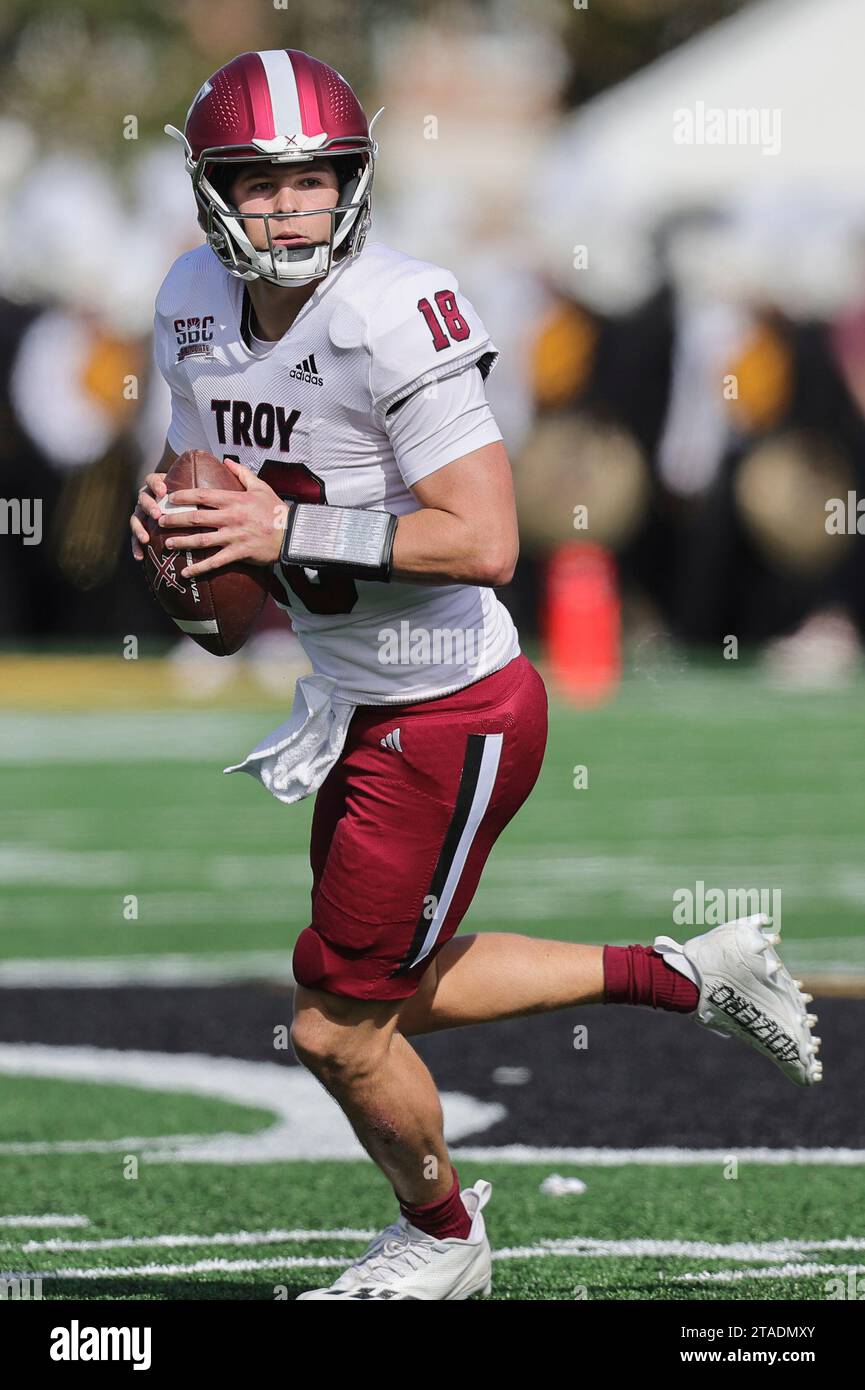 NOV 25, 2021: Troy Trojans quarterback Gunnar Watson (18) passes during ...