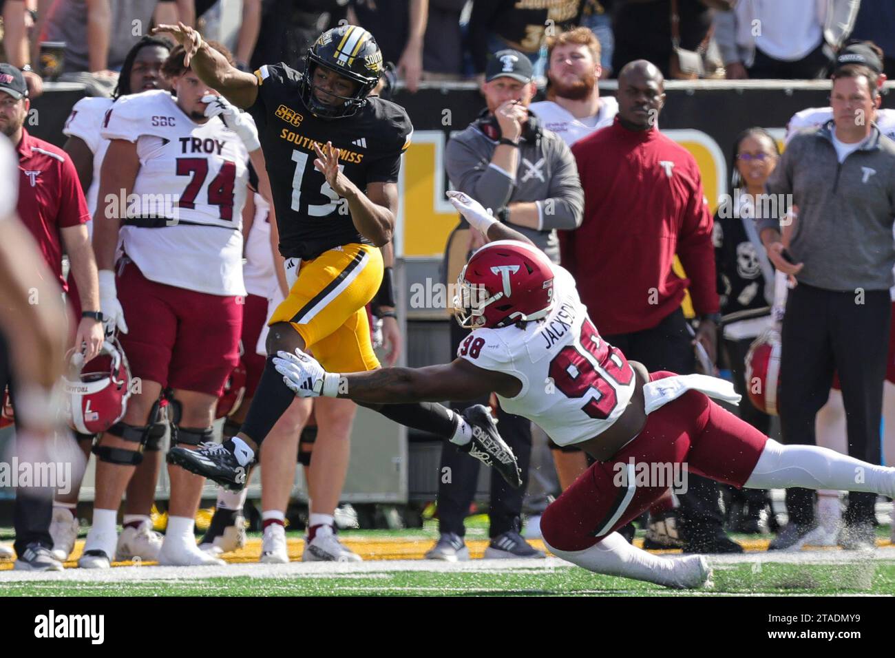 NOV 25, 2021: Southern Miss Golden Eagles quarterback Ethan Crawford ...