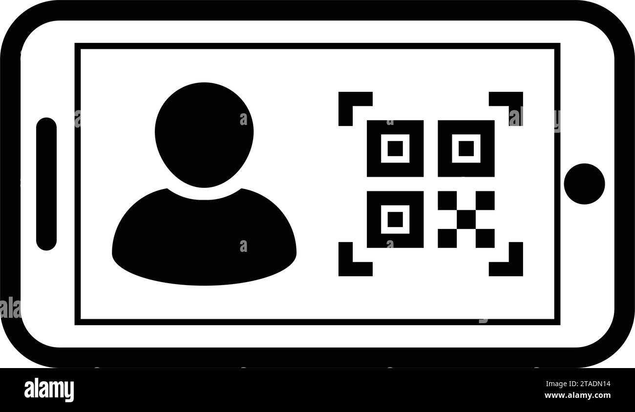 Digital id icon avatar with qr code for bio-metric identity in vector ...