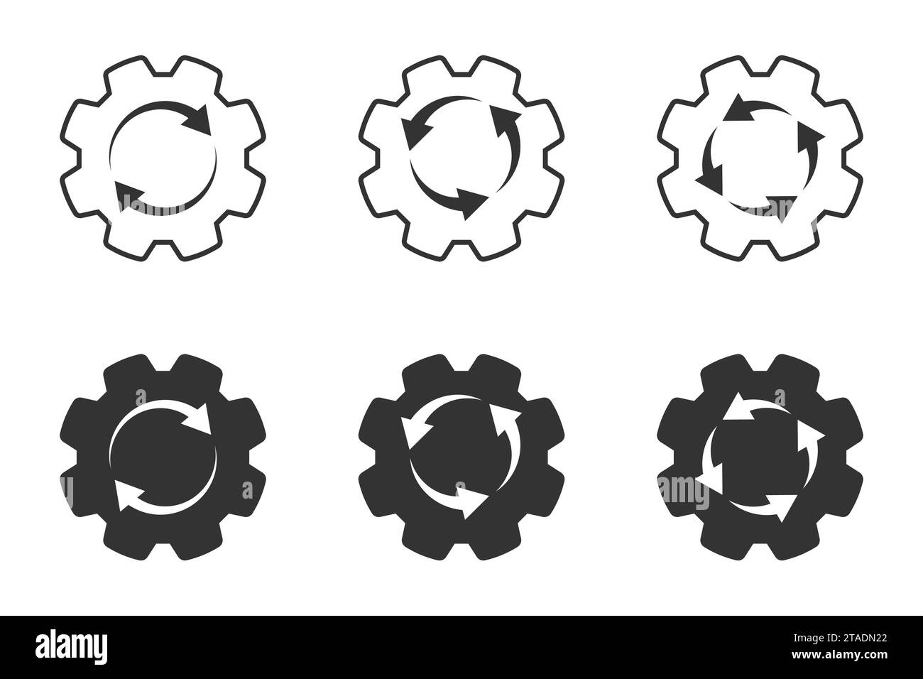 Workflow icon. Set of gear wheels icons with arrows inside. Vector illustration Stock Vector ...