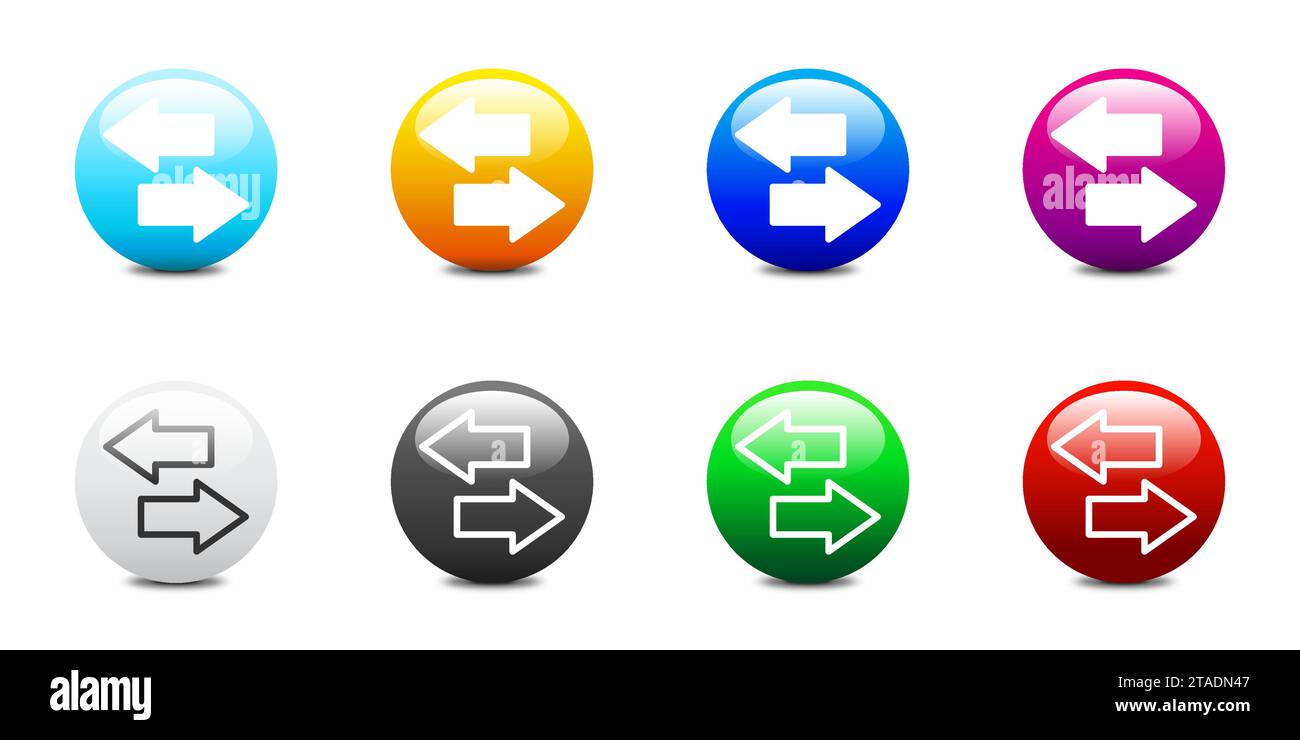 Set of colorful round transfer icons with shadows. Swap icon. Flat ...