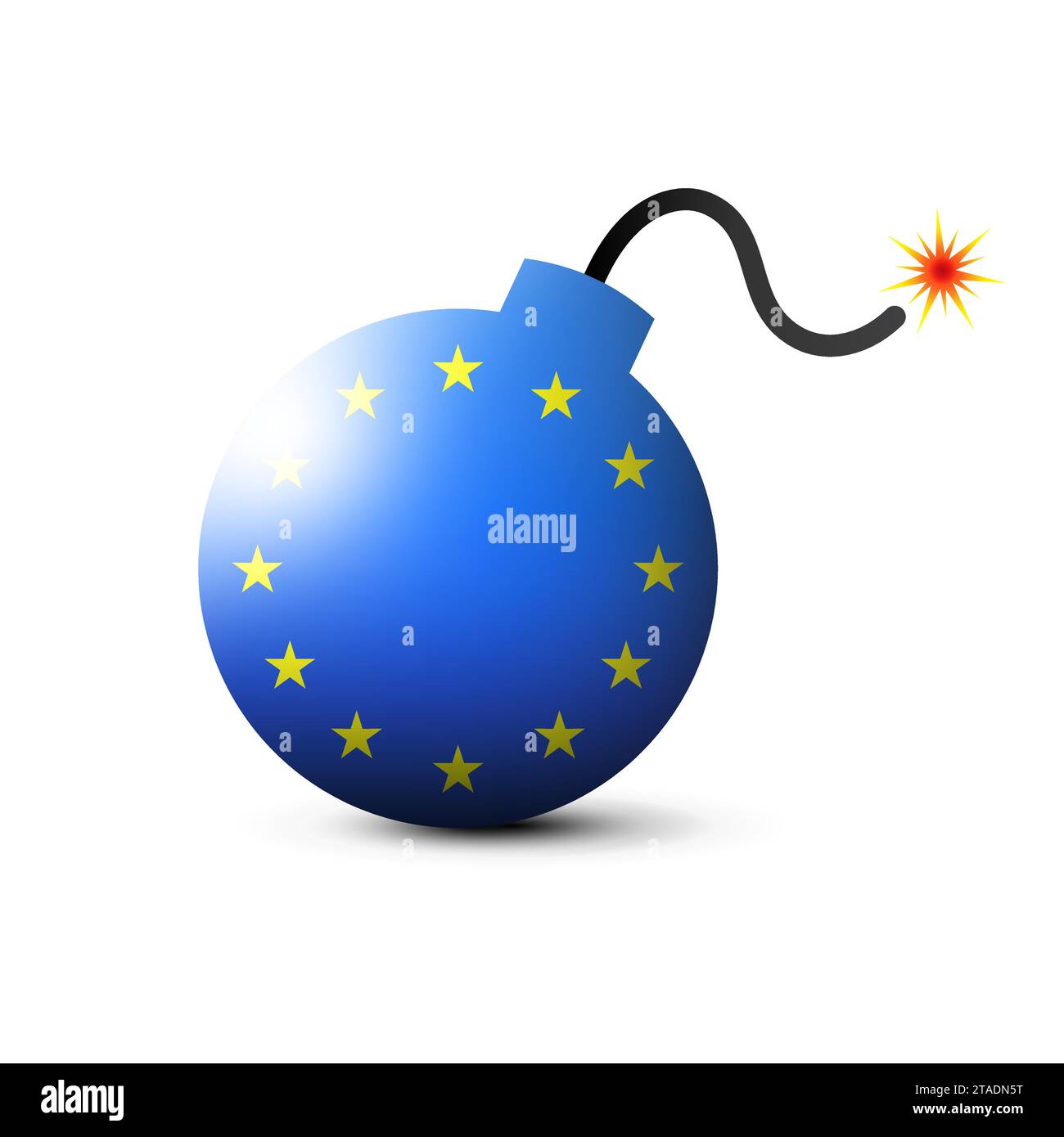 Bomb with european union flag. Blue bomb with stars. Flat vector ...