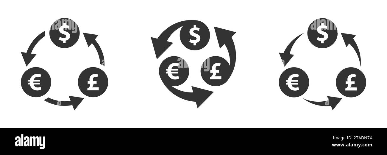 The currency exchange icon. Dollar euro and pound symbols. Flat vector ...