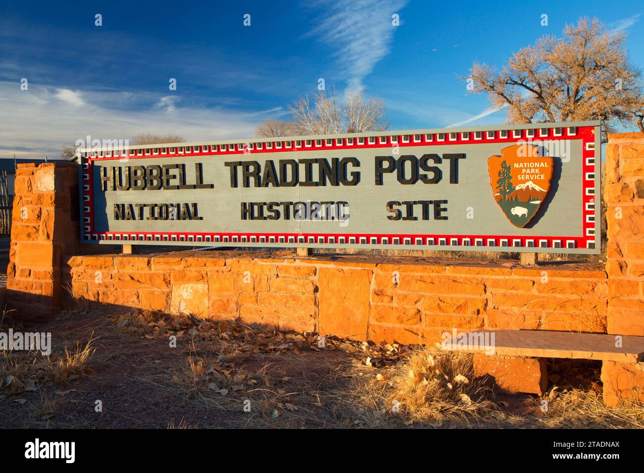 Entrance sign, Hubbell Trading Post National Historic Site, Arizona ...