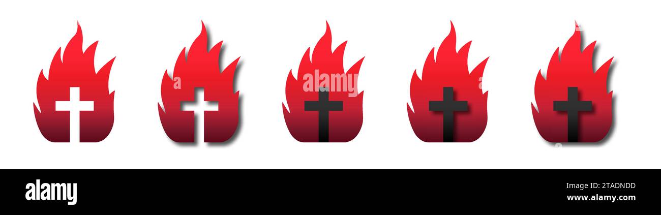 Cross on fire. Church logo. christian symbol. Flat vector illustration ...