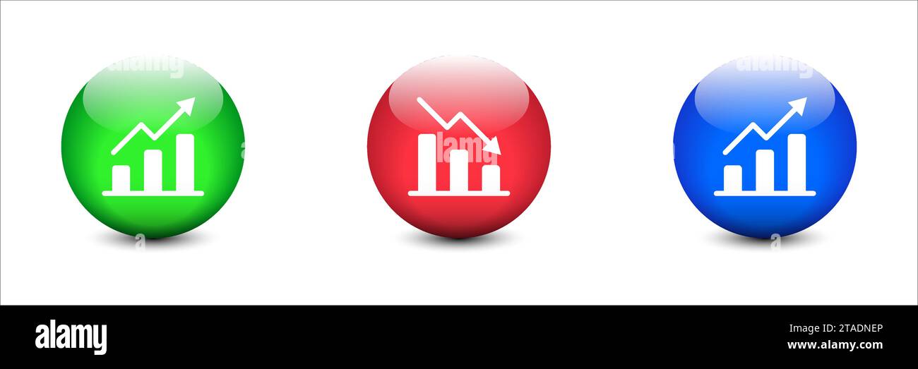 Graph going Up and Down sign. Graph rise and fall business. Flat vector ...