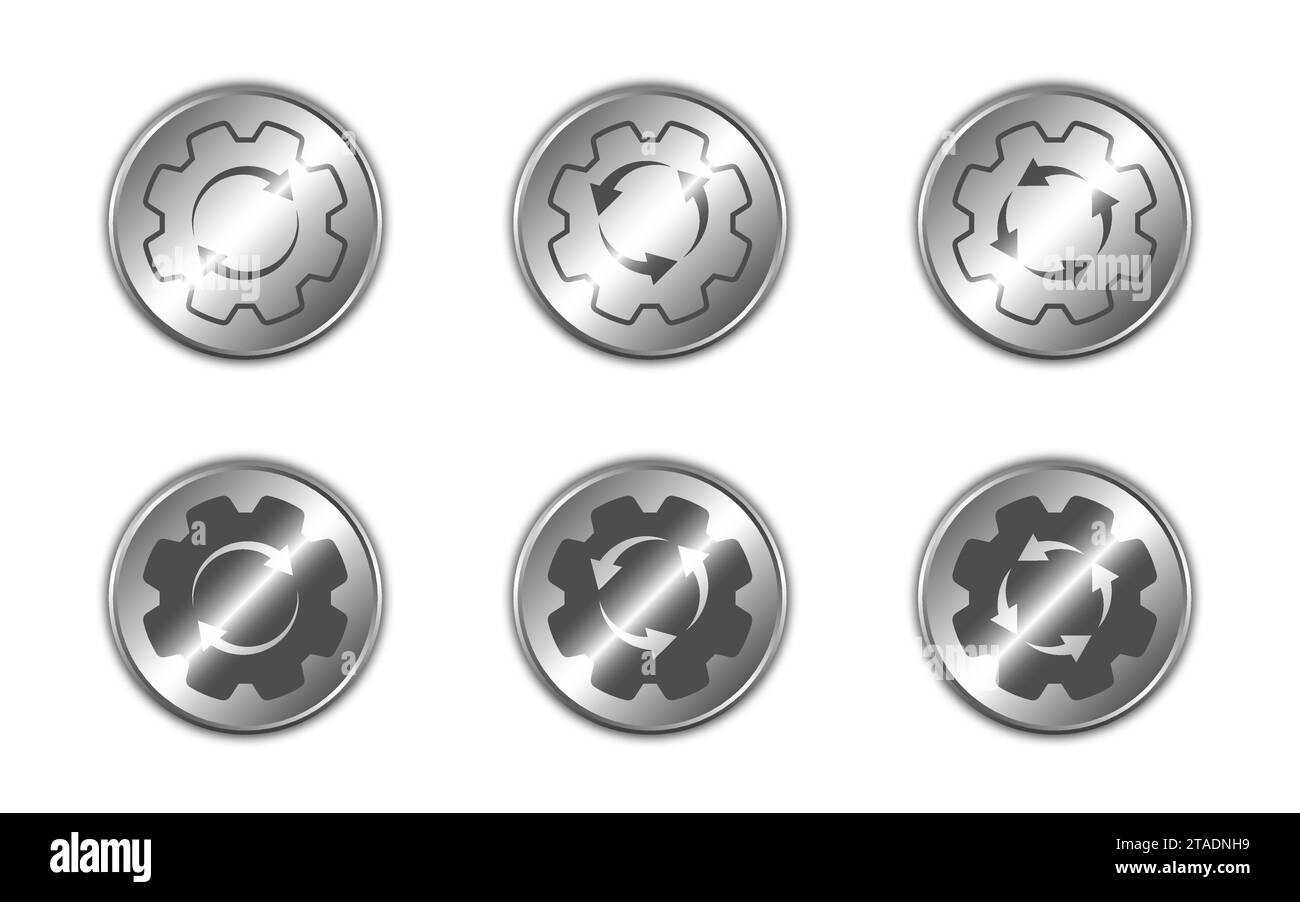 Workflow icon. Set of gear wheels icons with arrows inside. Vector illustration Stock Vector ...
