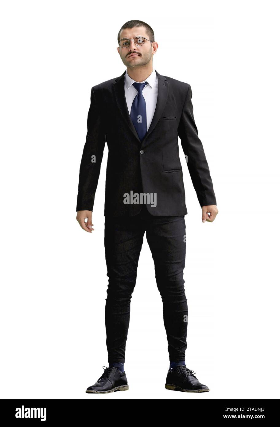 full-length portrait of a young man. standing isolated on white ...