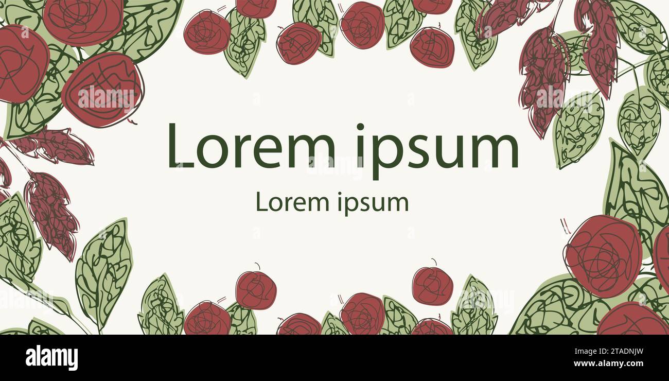 Vector leaf border with red berries and space for text in centre ...