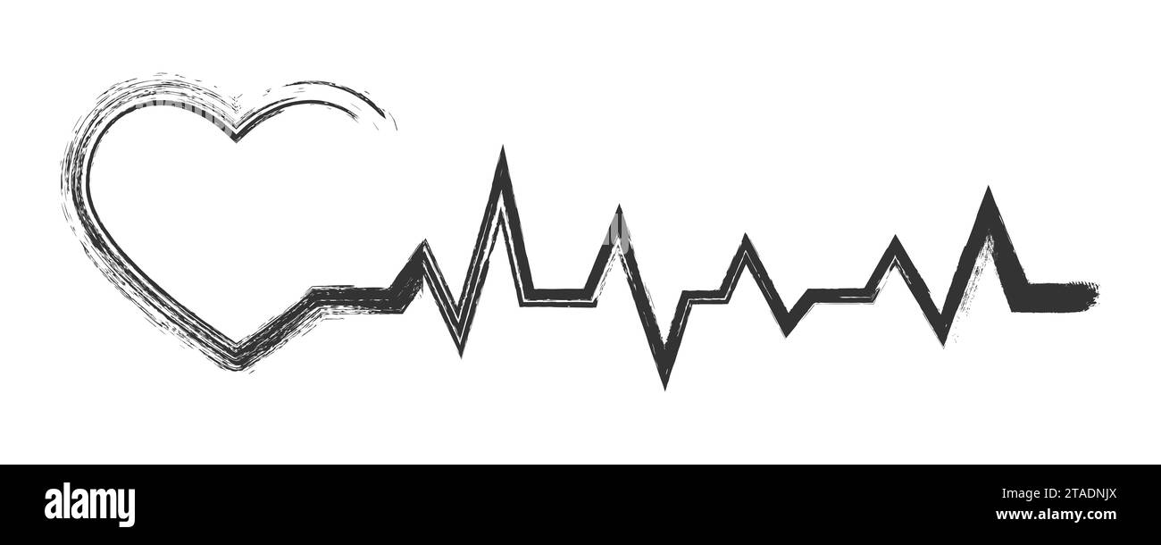 Heart pulse in grunge style. Heartbeat icon. Cardiogram symbol. Vector ...
