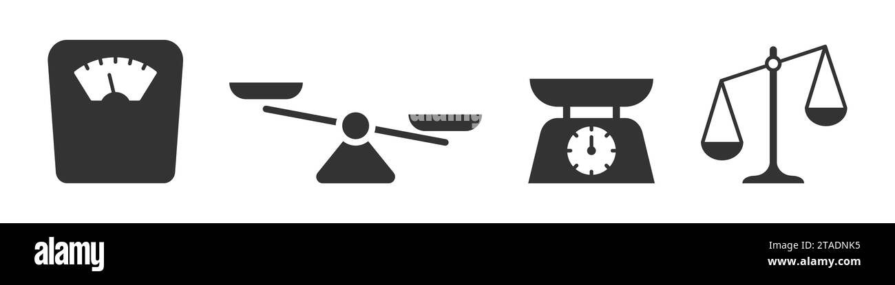 Scales icon set. Different types of scales. Flat vector illustration ...