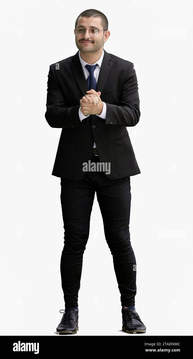 full-length portrait of a young man. standing isolated on white ...