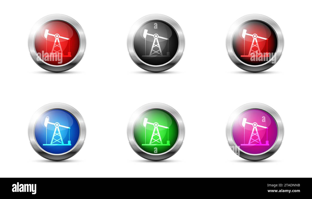 Set of oil pump icon on a glossy sphere. Flat vector illustration Stock Vector Image & Art - Alamy