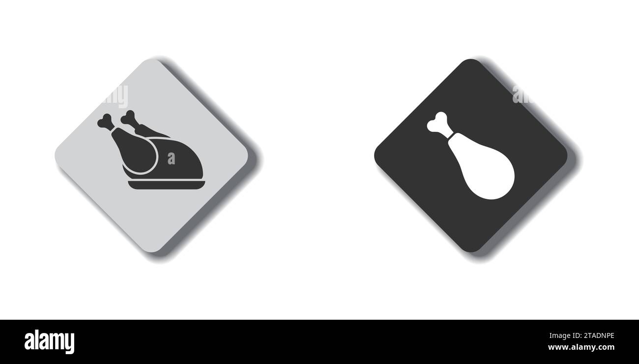 Cooked chicken icon. Chicken leg icon. Meat leg sign. Flat vector ...
