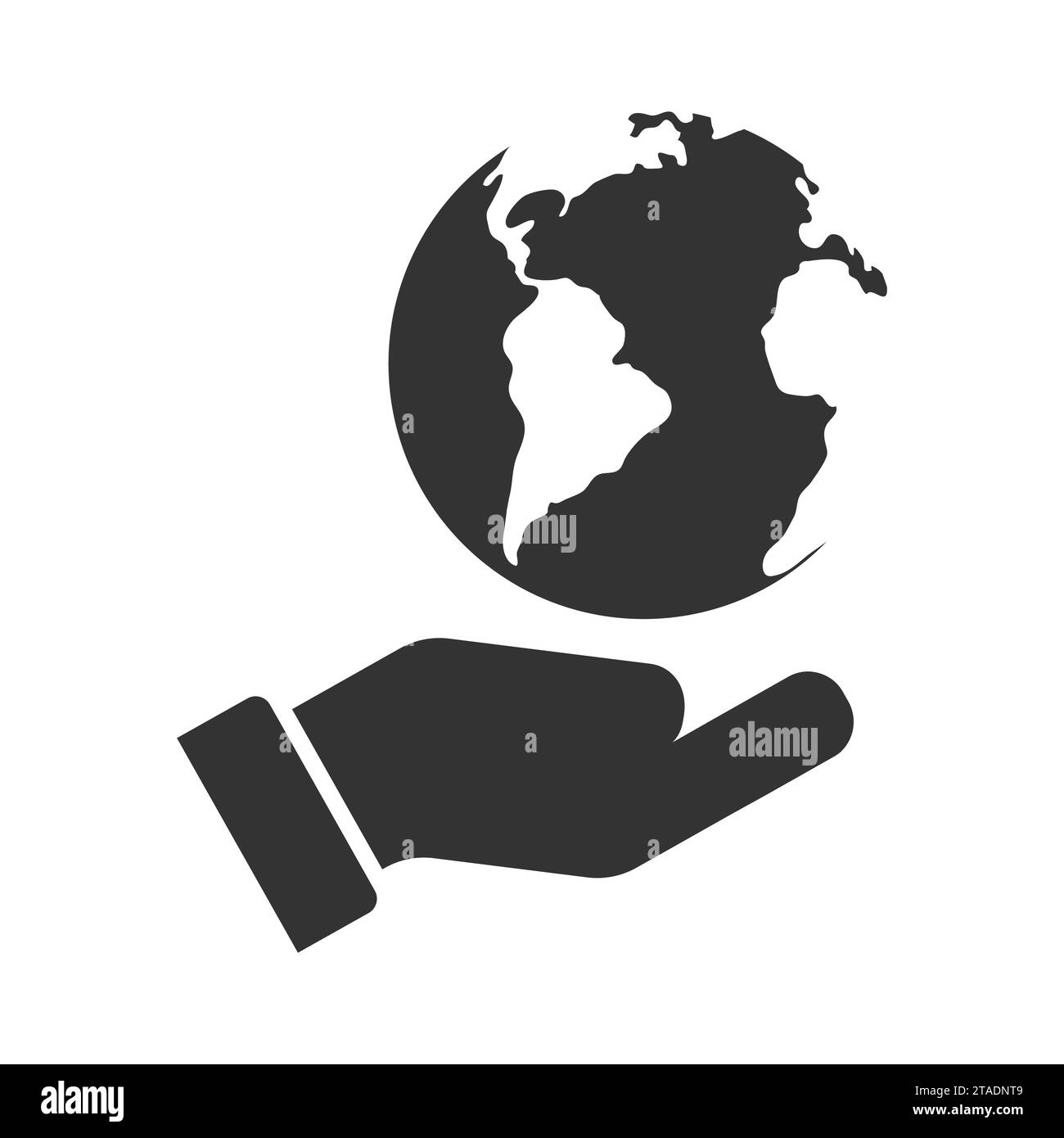 Planet earth on a hand. Hand and globe icon. Flat vector illustration ...