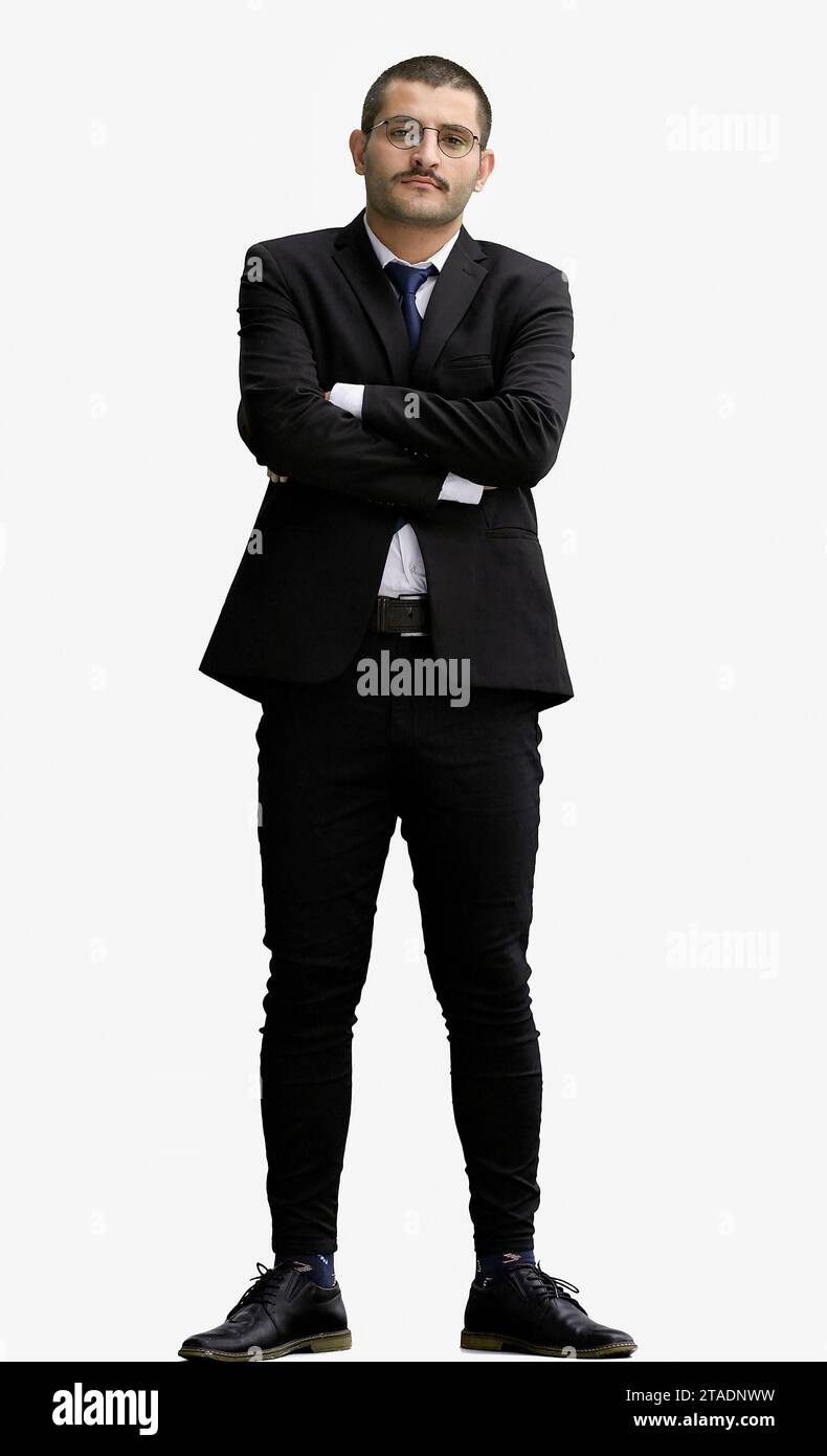 full-length portrait of a young man. standing isolated on white ...