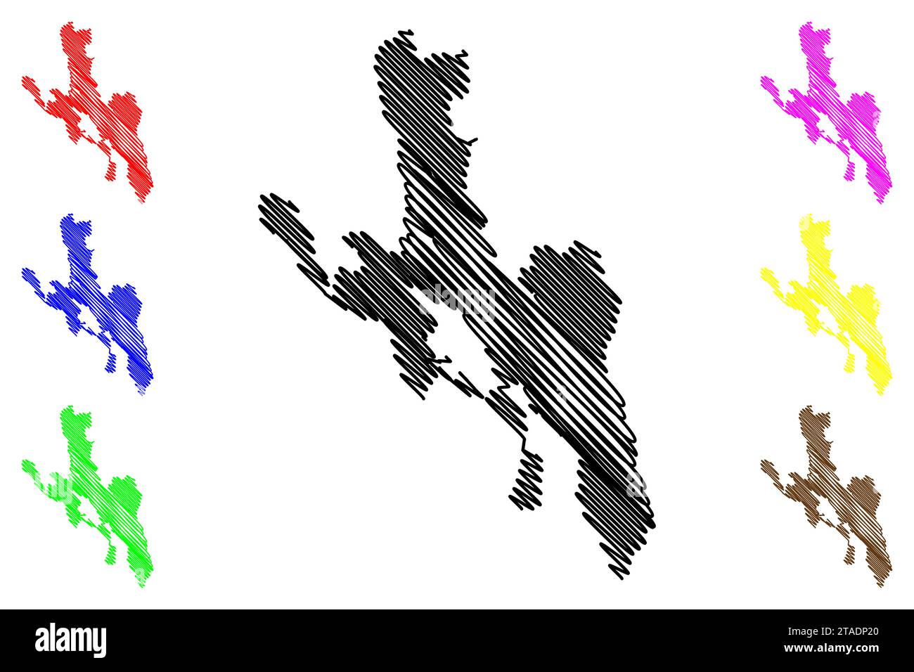 Lake Storsjoen (Kingdom of Norway) map vector illustration, scribble ...