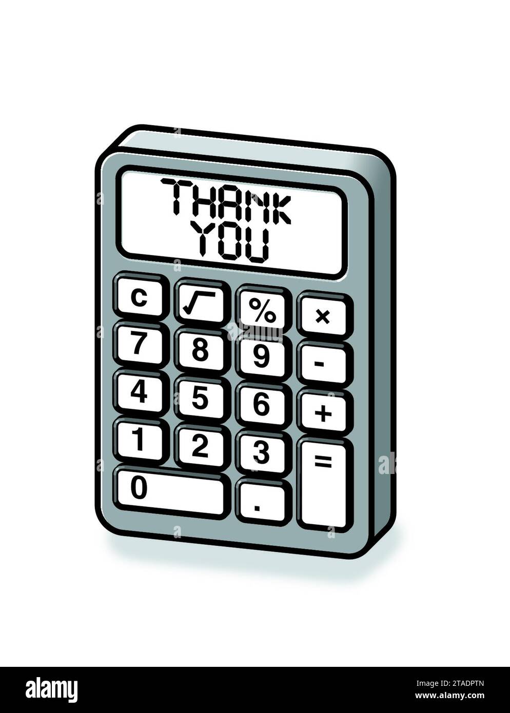 Concept art illustration, calculator with the words Thank You on screen ...