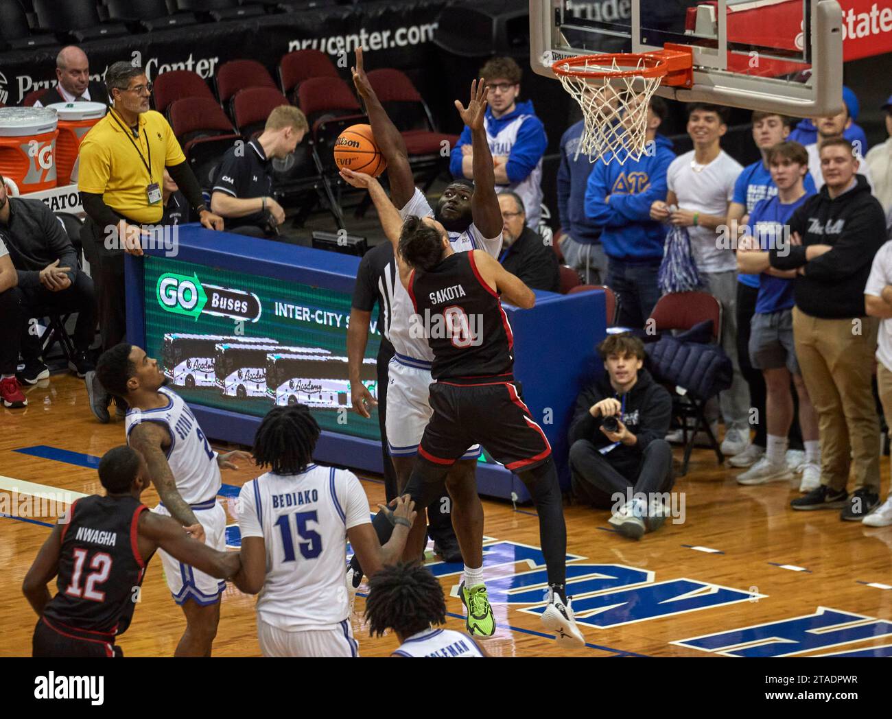 Seton Hall Pirates guard Dylan Addae-Wusu (0) blocks Northeastern ...