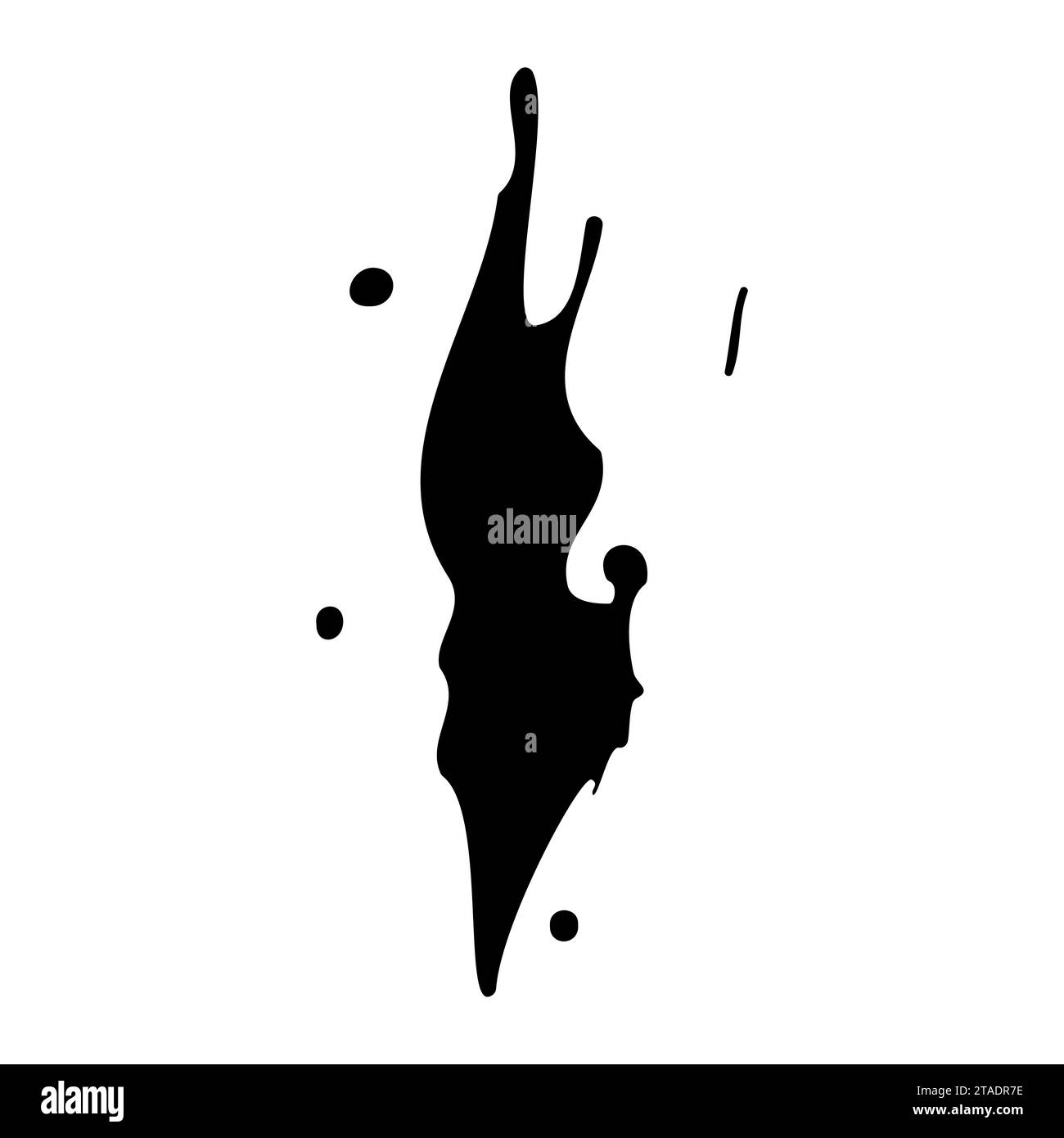 Ink blot. Abstract stain with drops and splashes. Black paint splatter ...