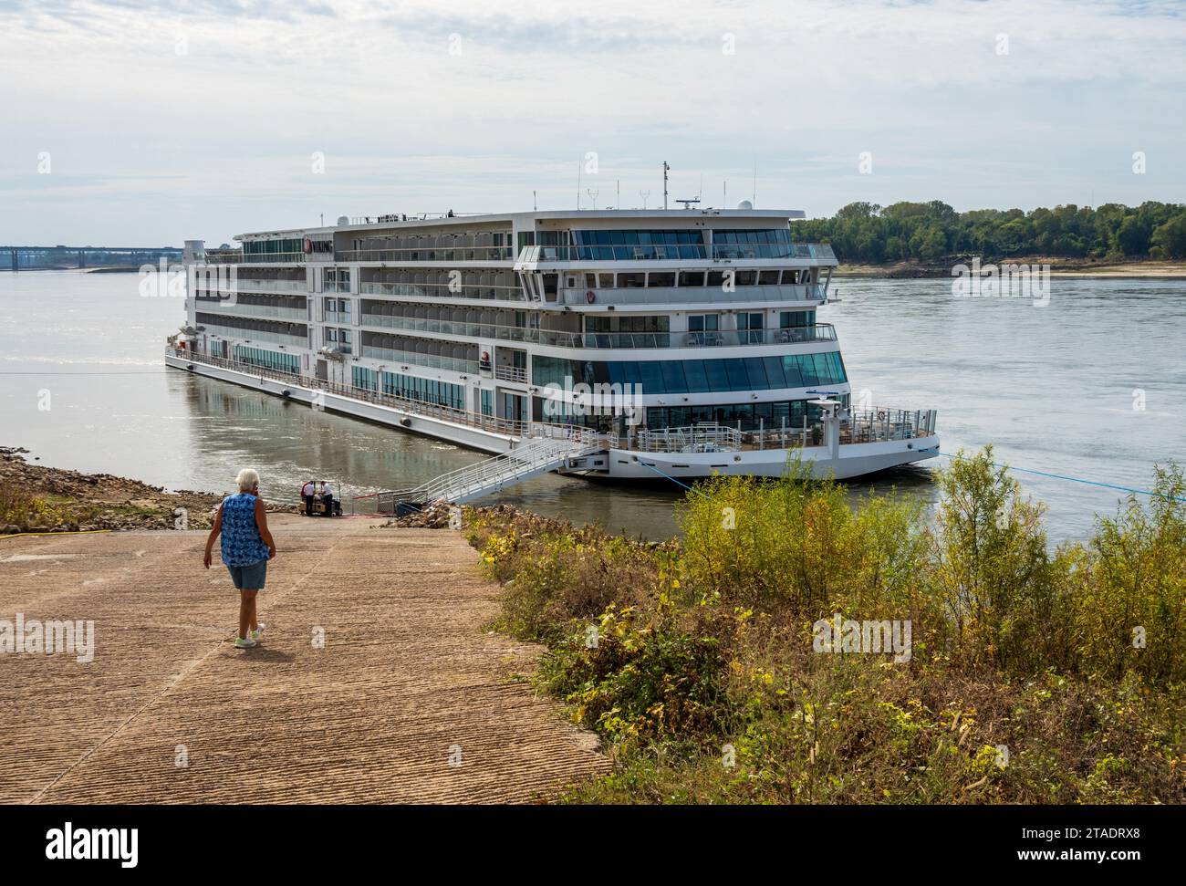 Memphis, TN - 23 October 2023: Viking Mississippi cruise boat docked by ...