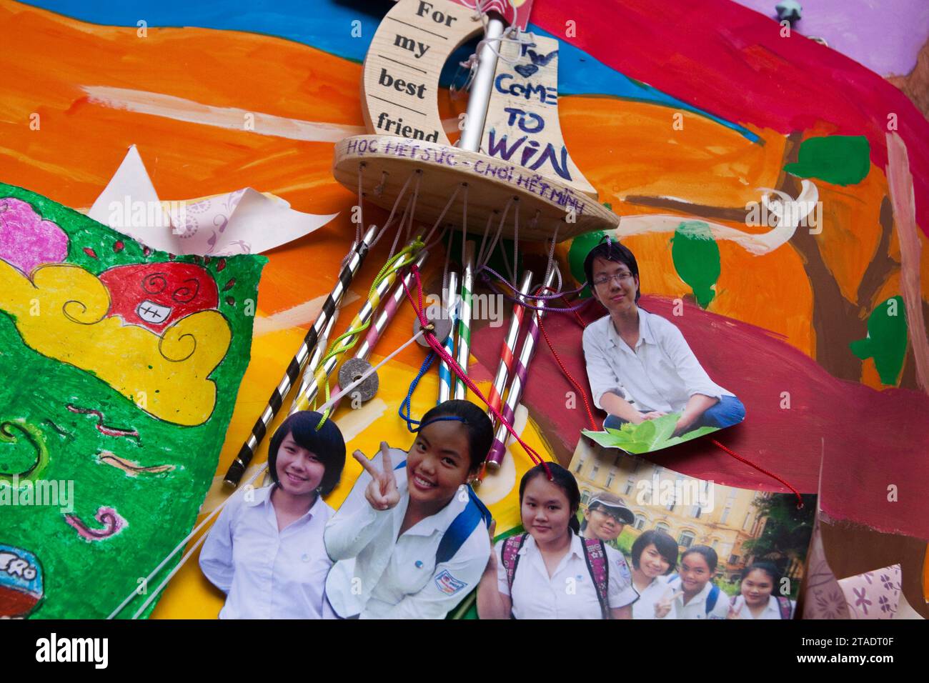 Student artwork during an academic competition at Chu Van An School ...