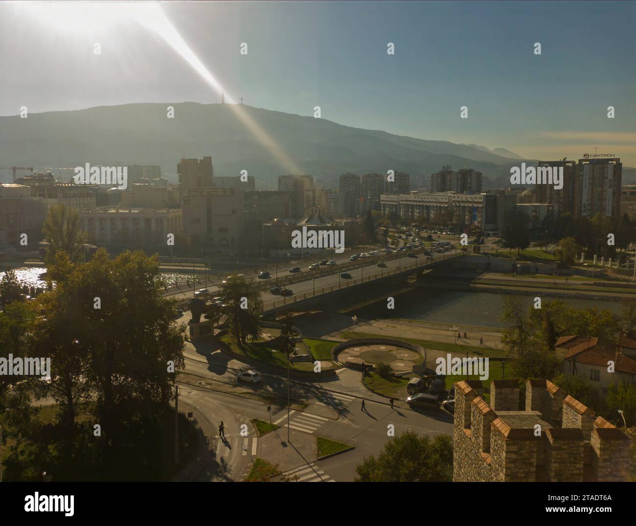 The urban landscape of the city of Skopje in North Macedonia Stock ...