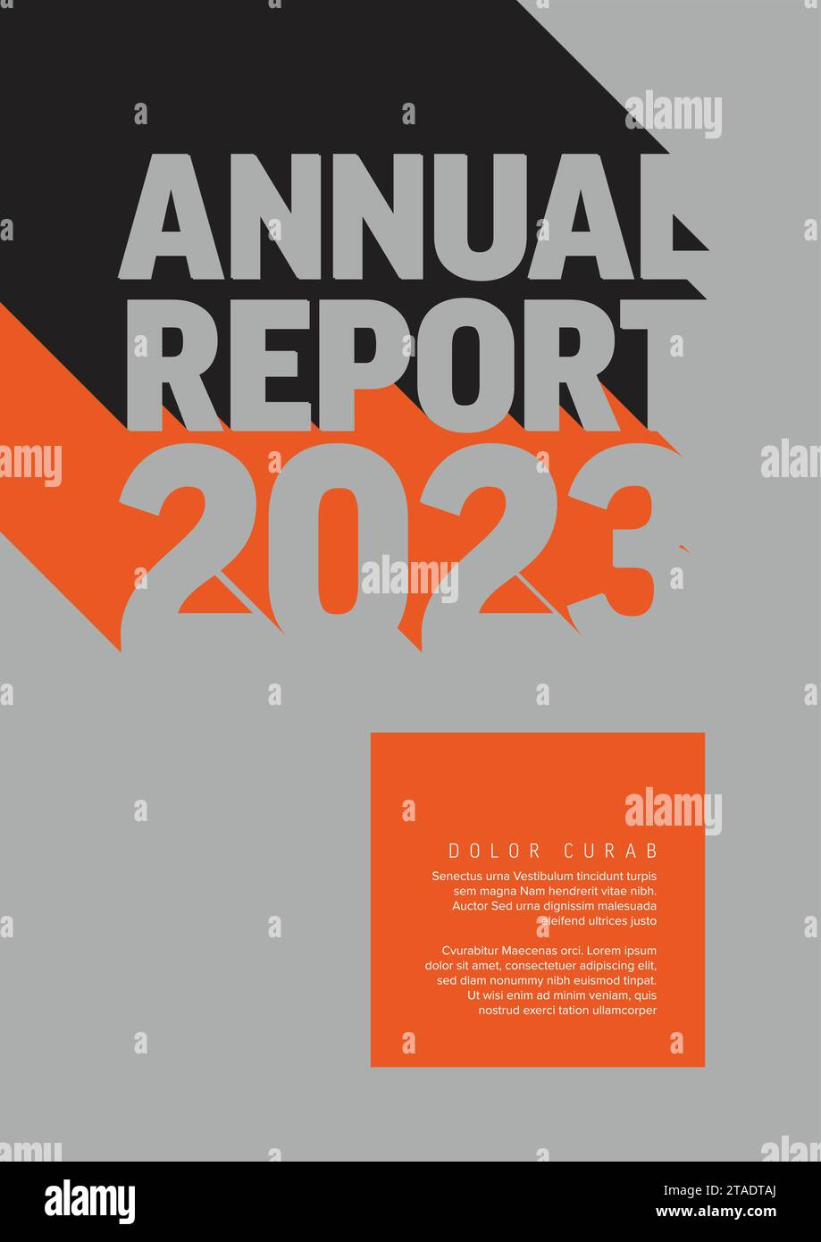Vector abstract annual gray report cover template with sample text with ...