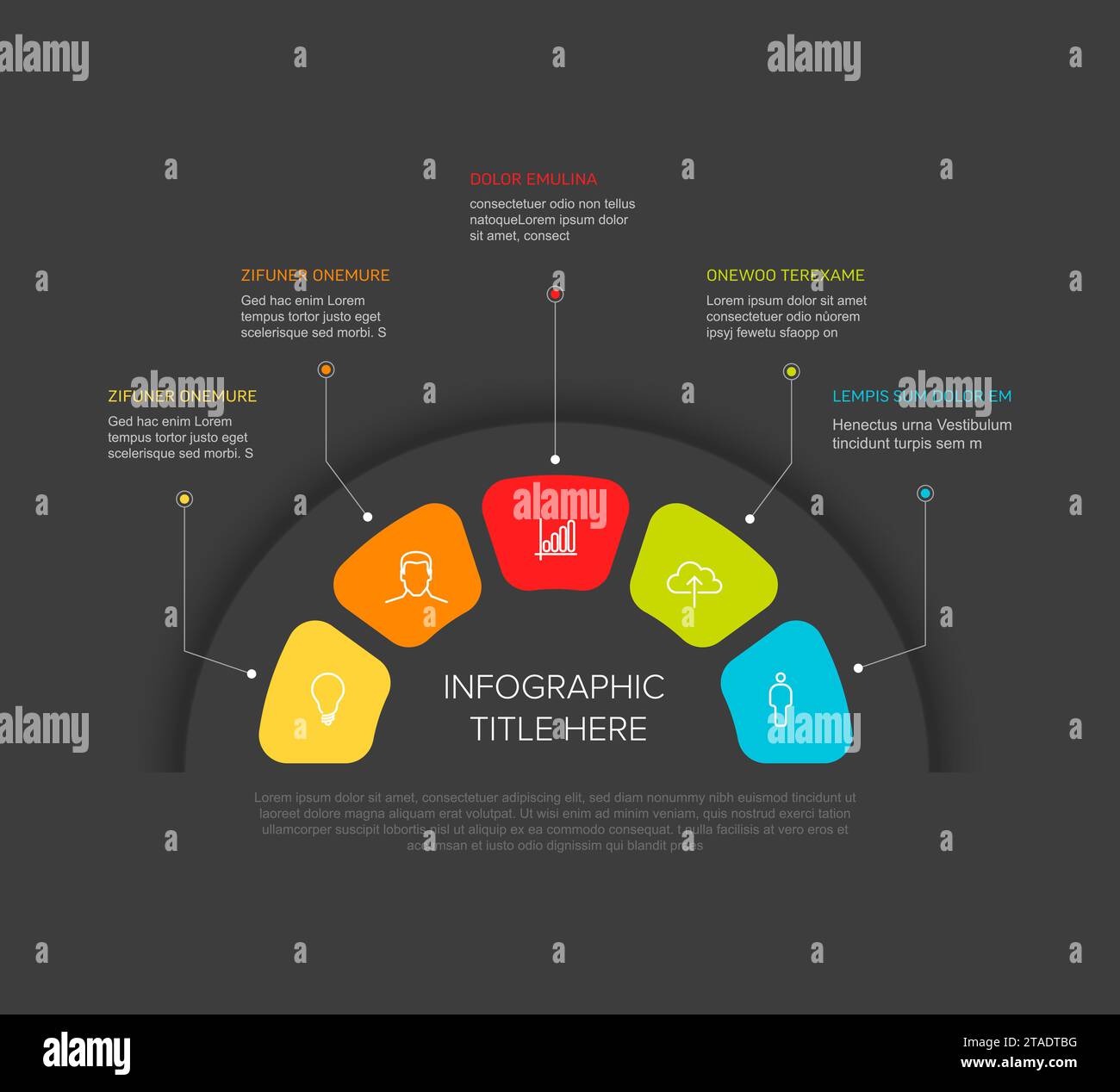 Vector multipurpose Infographic template with five rounded elements ...