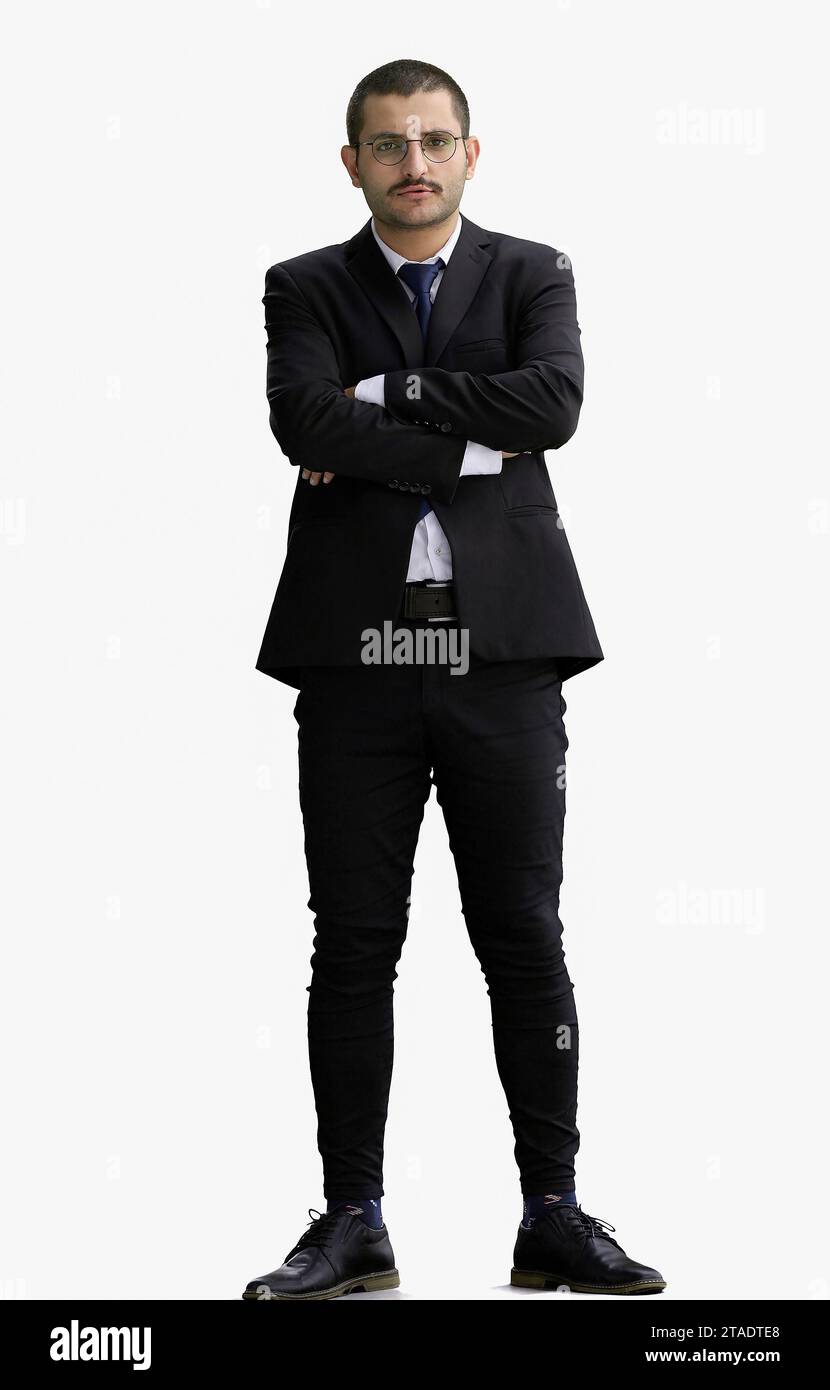 full-length portrait of a young man. standing isolated on white ...