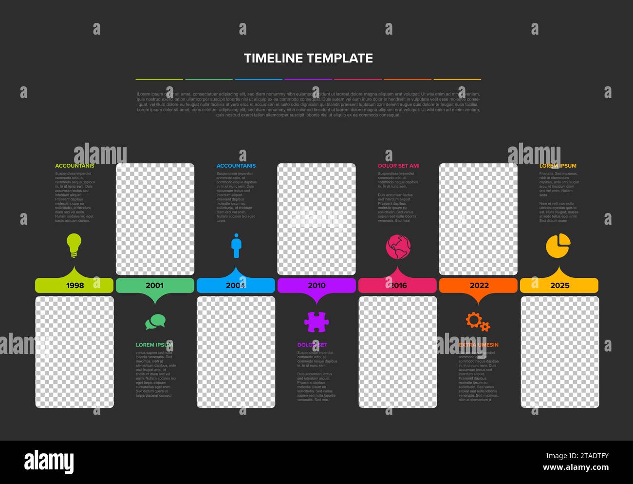 Vector multipurpose simple dark progress timeline steps template with ...