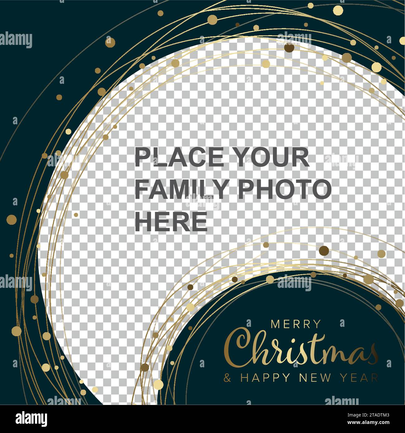 Circle dark blue window frame layout template with place for your photo ...