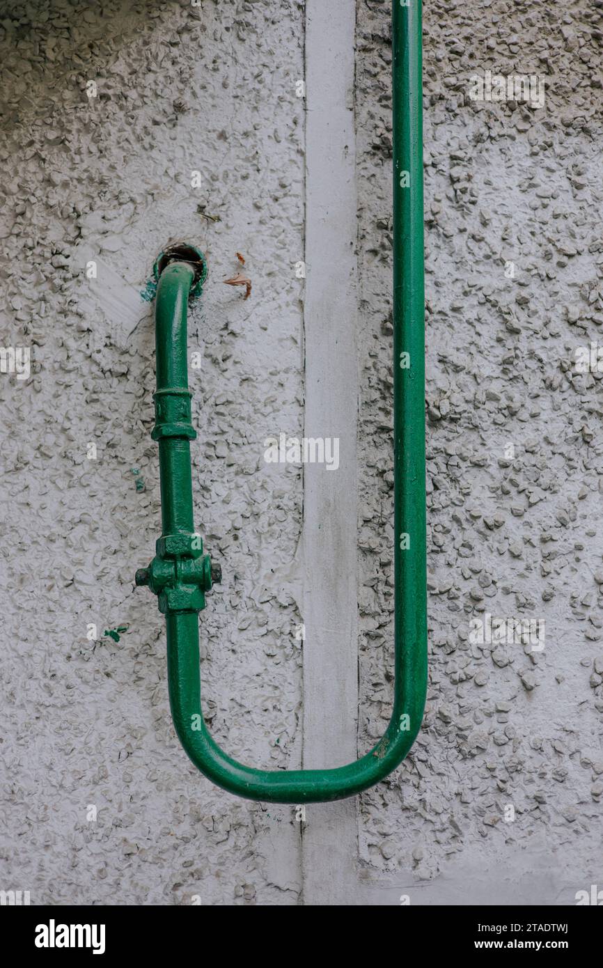 Gas supply to multi-apartment residential buildings. A green pipeline ...