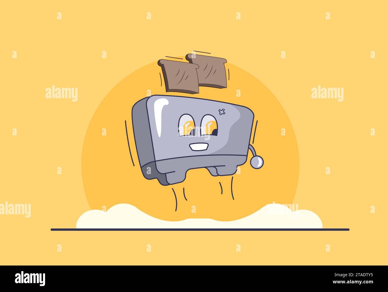 Toaster in vector poster design with bread. Vintage styling. Friendly ...