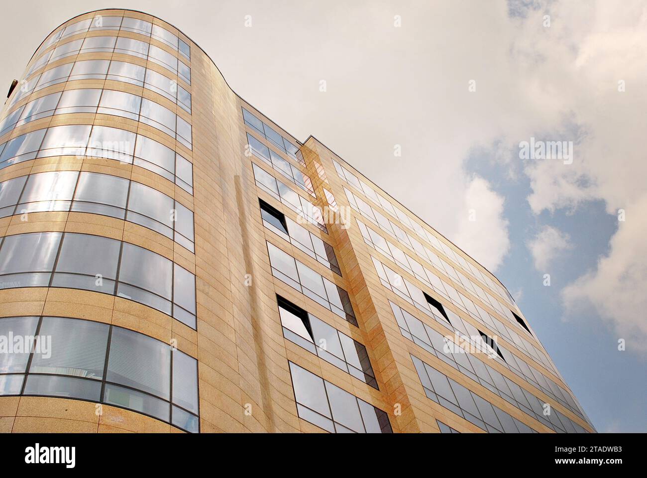 Modern office building in the city with windows and steel and aluminum ...