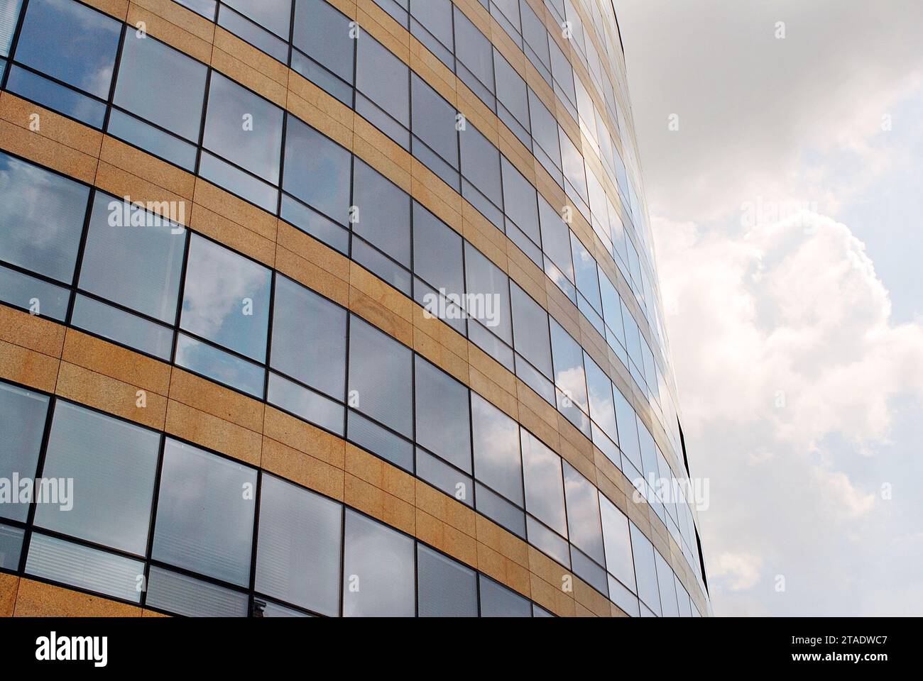 Modern office building in the city with windows and steel and aluminum ...