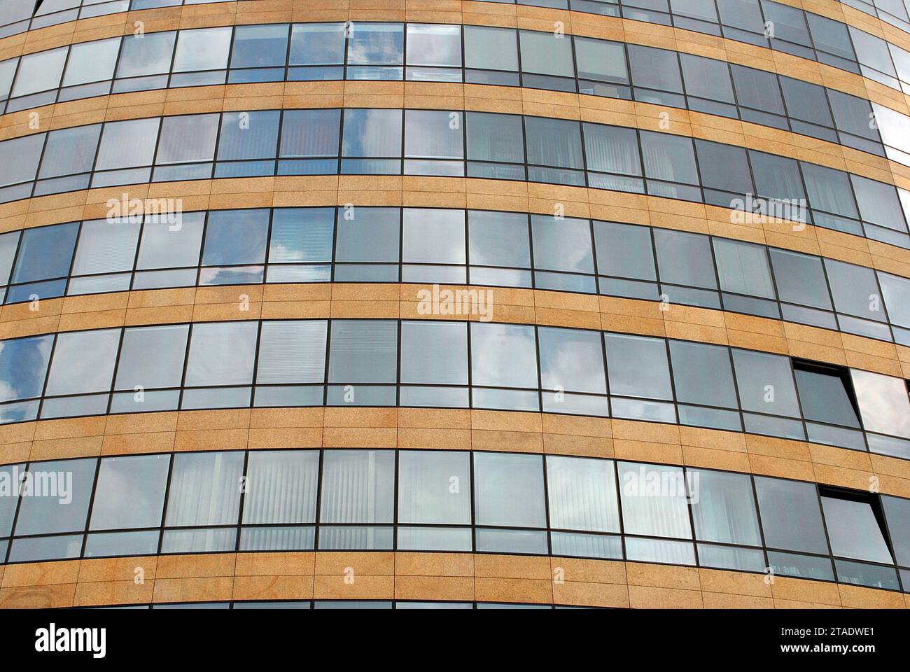 Modern office building in the city with windows and steel and aluminum ...