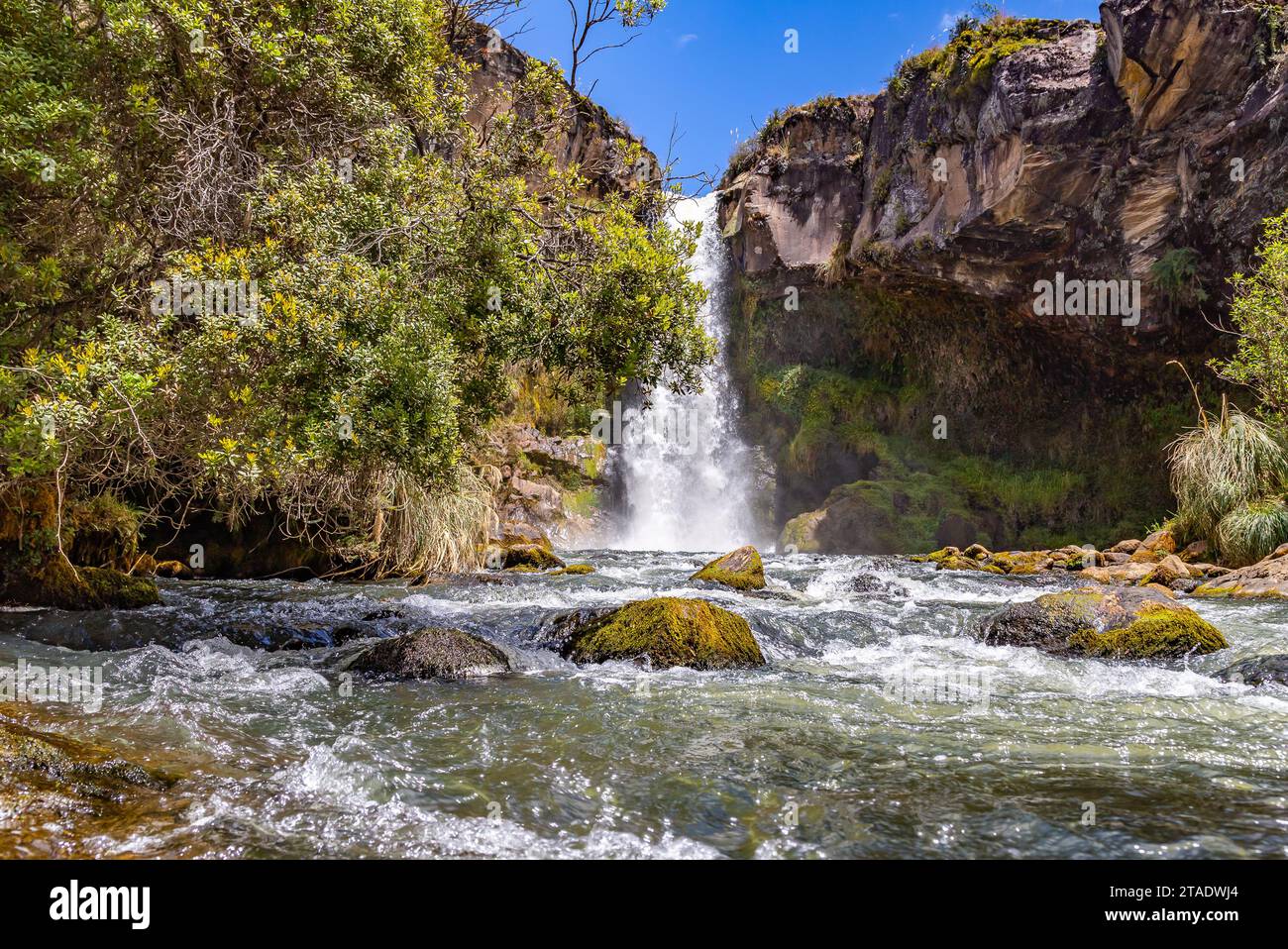 Waterfall formed of crystalline water that is born in the cotopaxi and ...