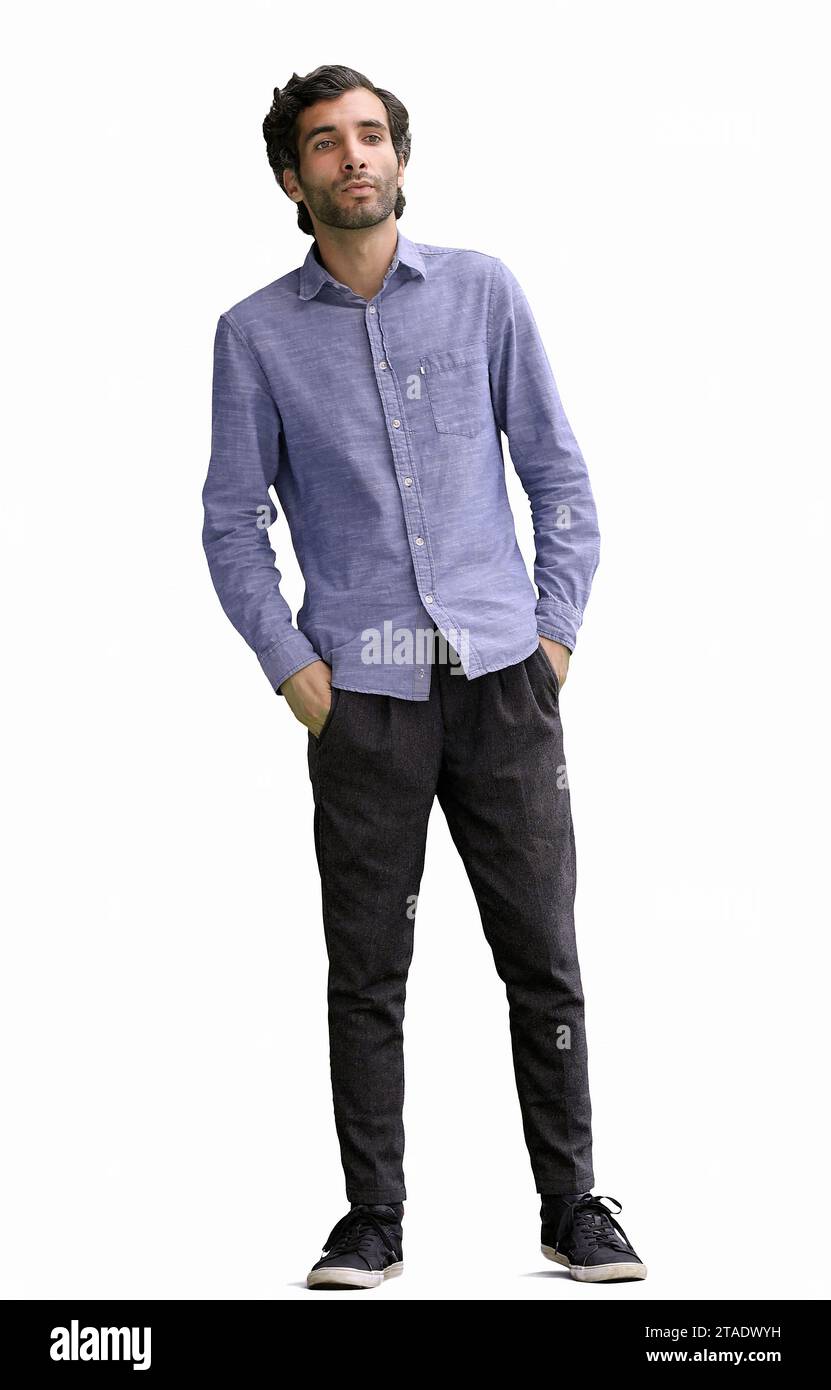 full-length portrait of a young man. standing isolated on white ...