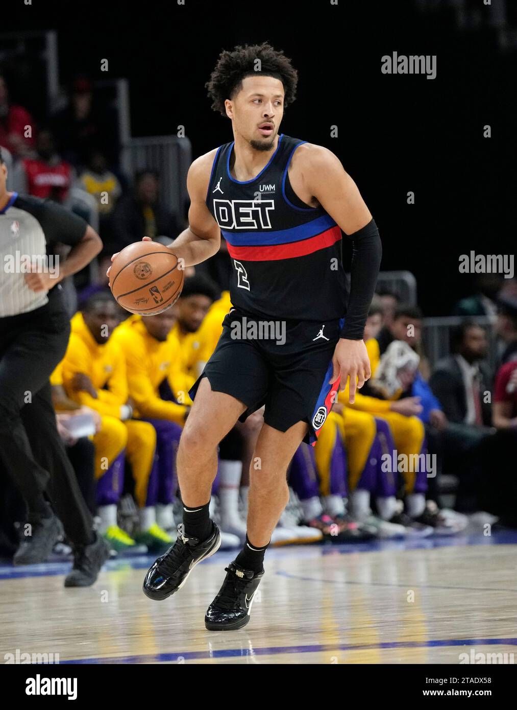 Detroit Pistons guard Cade Cunningham plays during the first half of an ...