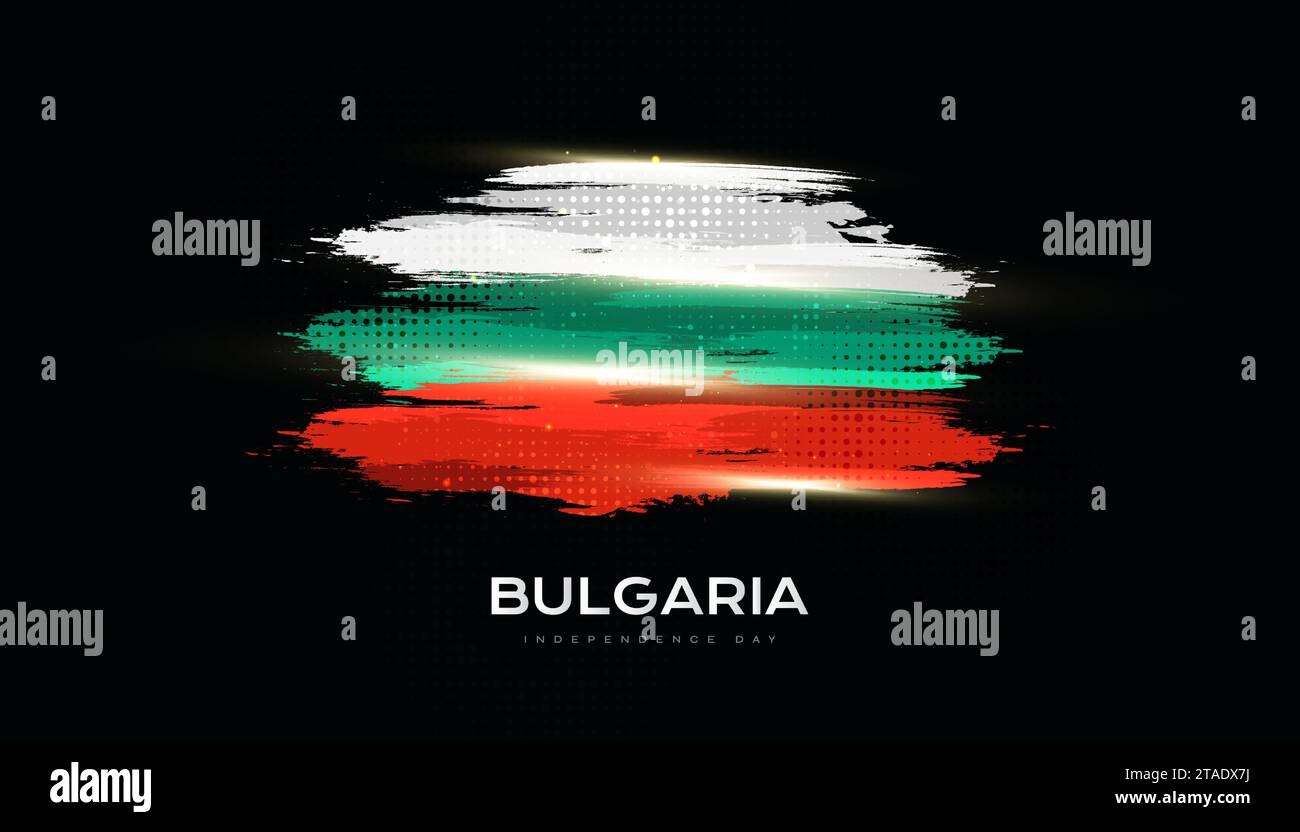 Flag of Bulgaria with Brush Style, Grunge Effect and Golden Light Stock ...