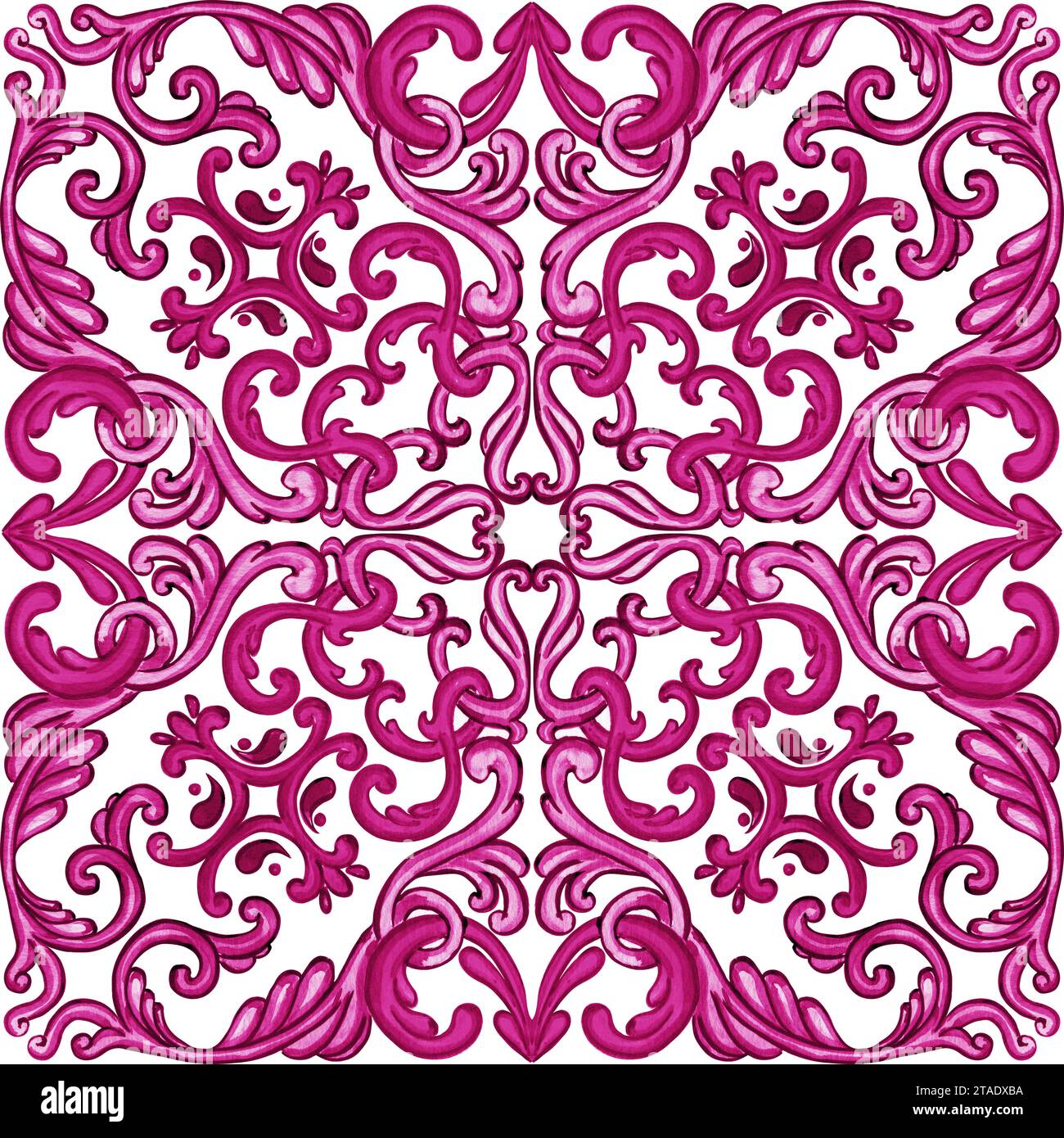 Design of ceramic tiles in pink tones. Sicilian seamless pattern ...