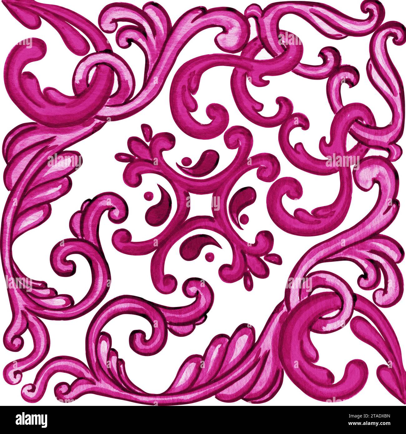 Design of ceramic tiles in pink tones. Sicilian seamless pattern ...