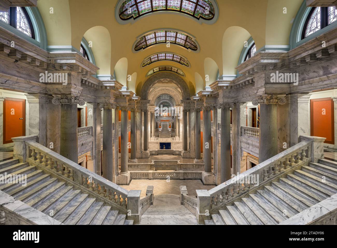 Main corridor and grand staircases of the Kentucky State Capitol ...