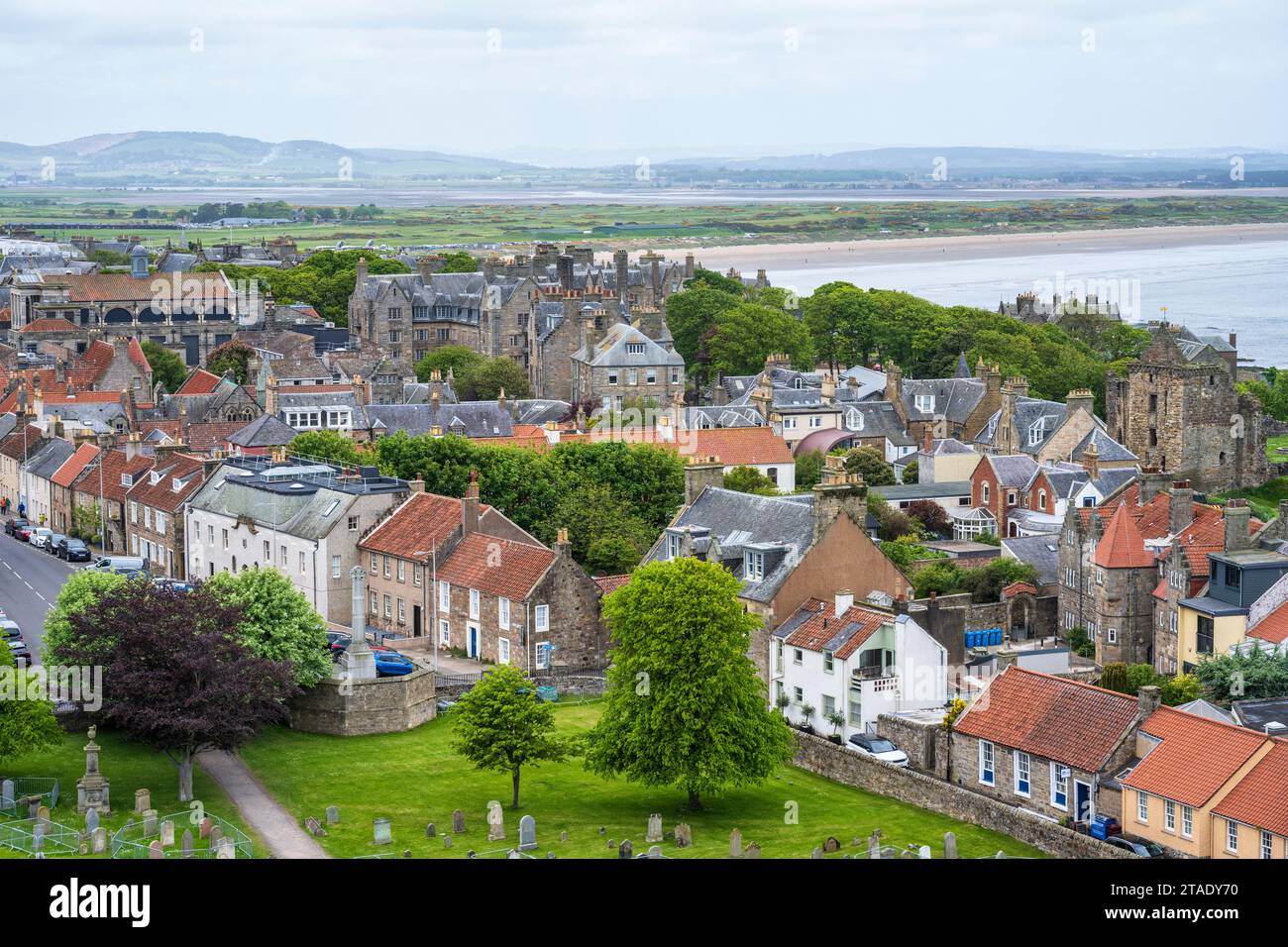 Aerial view from St Rule’s Tower looking towards St Andrews University ...