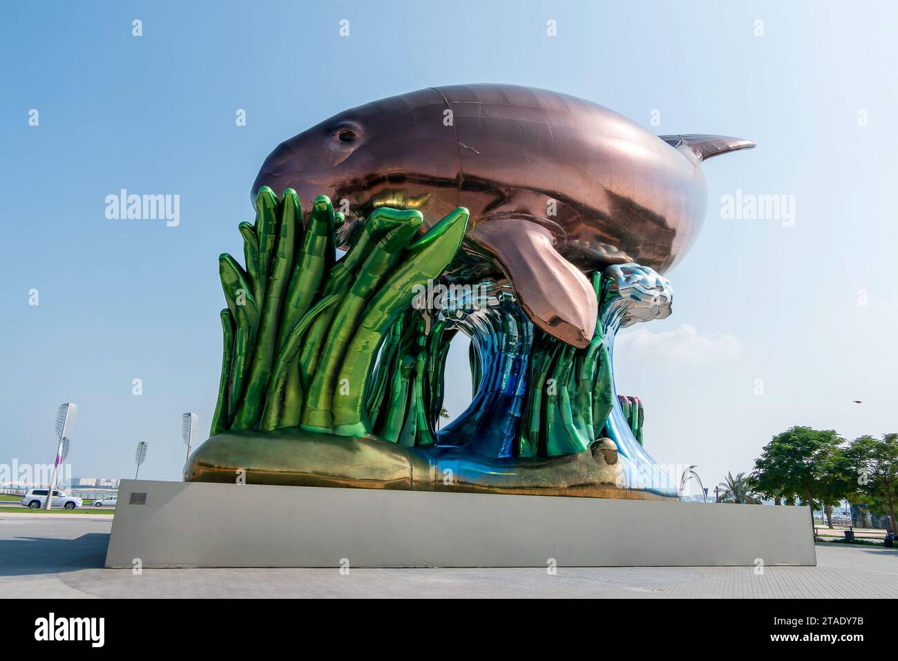 Doha, Qatar, October 31, 2023 Qatar, Doha, Dugong, sculpture by Jeff ...