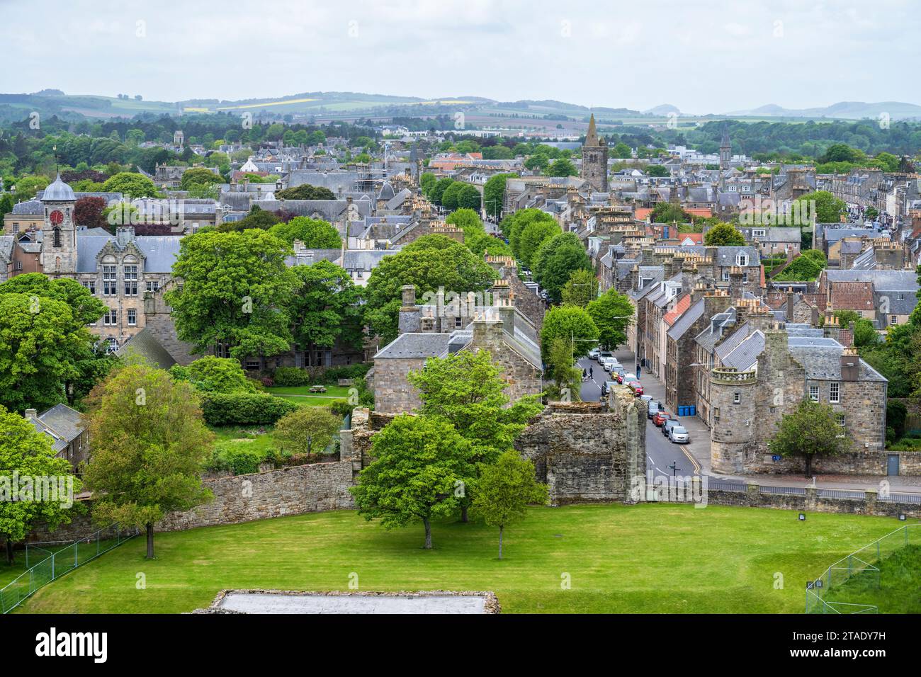 Aerial view from St Rule’s Tower looking west along South Street in St ...
