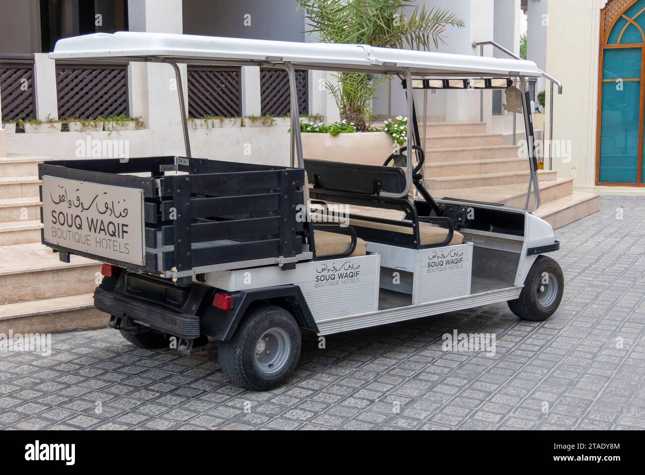 Doha, Qatar, October 31, 2023. Golf cart for shopping in Souq Waqif ...
