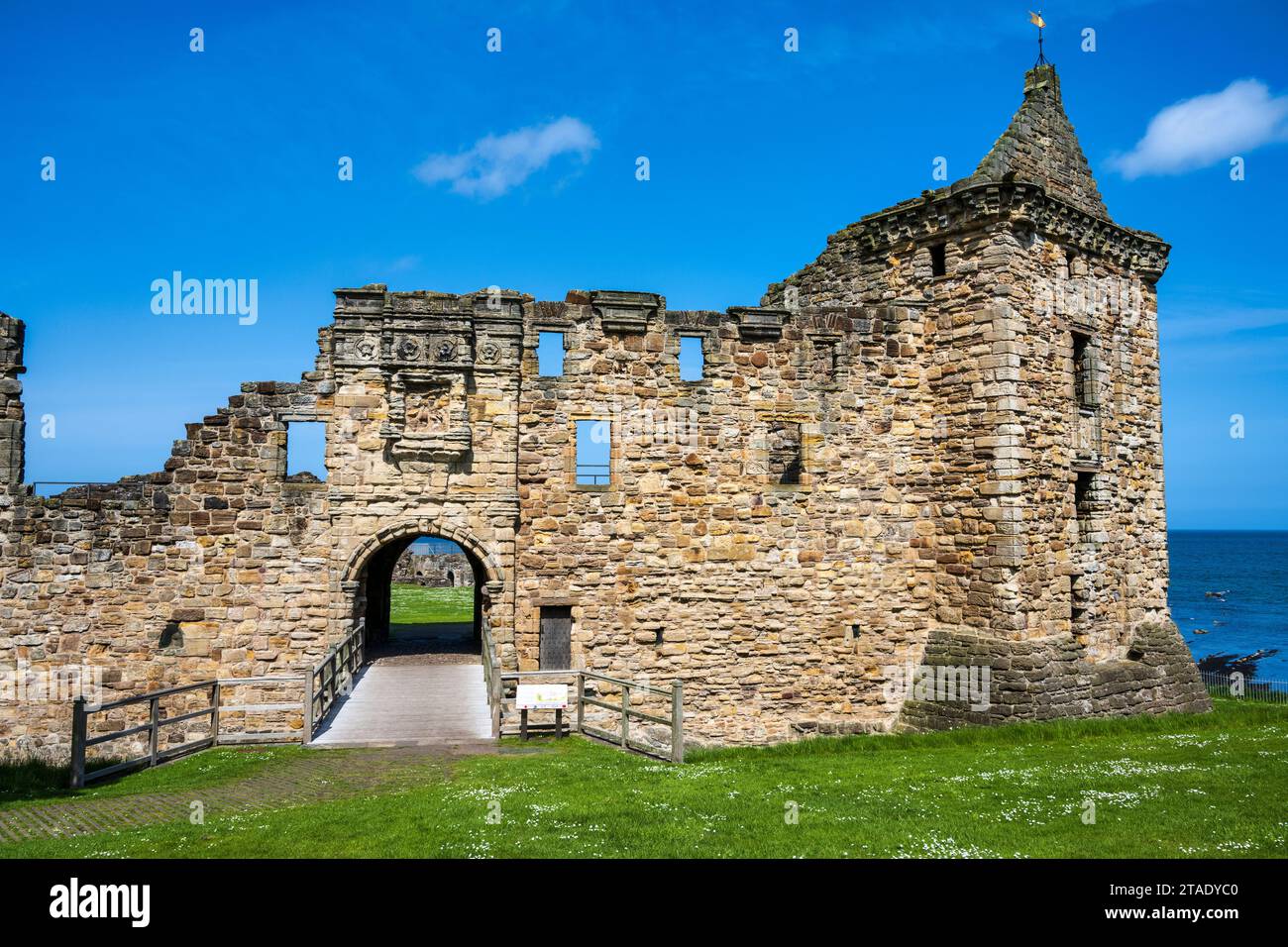 Entrance to St Andrews Castle in the Royal Burgh of St Andrews in Fife ...