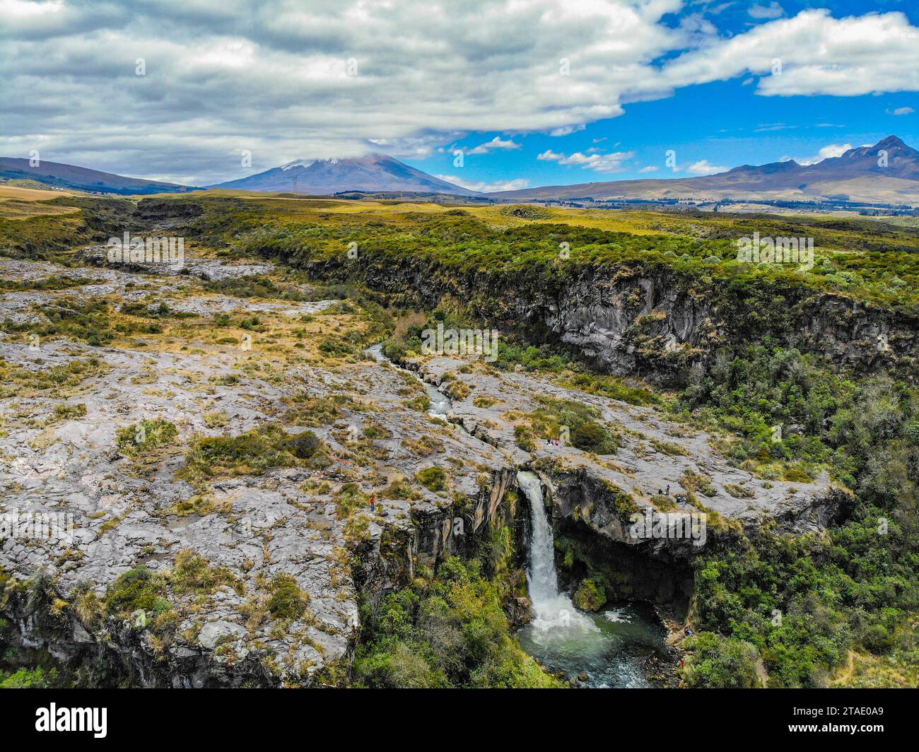 Waterfall formed of crystalline water that is born in the cotopaxi and ...